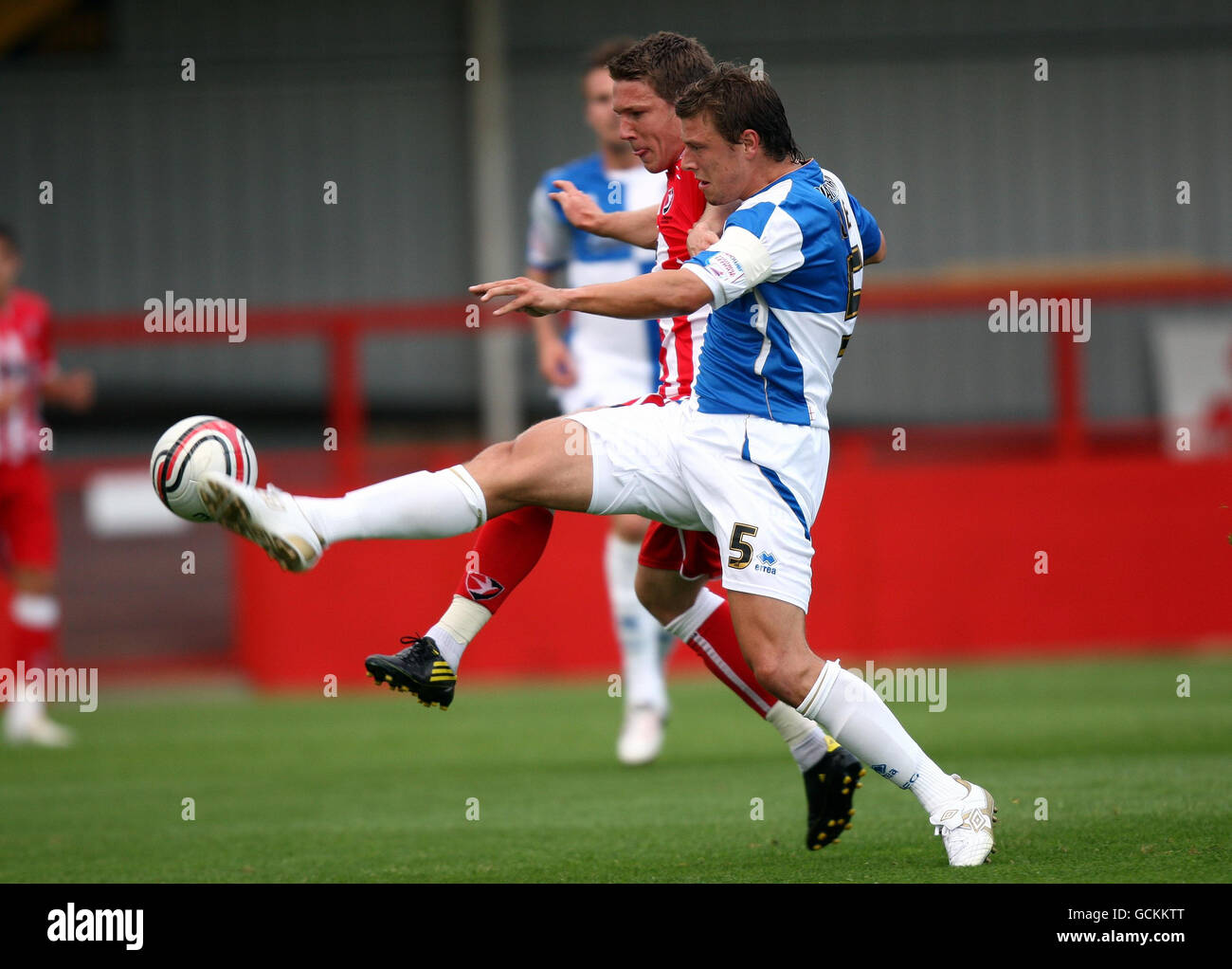 Bristol Rovers' Danny Coles challenges Cheltenham Town's Jeff Goulding ...