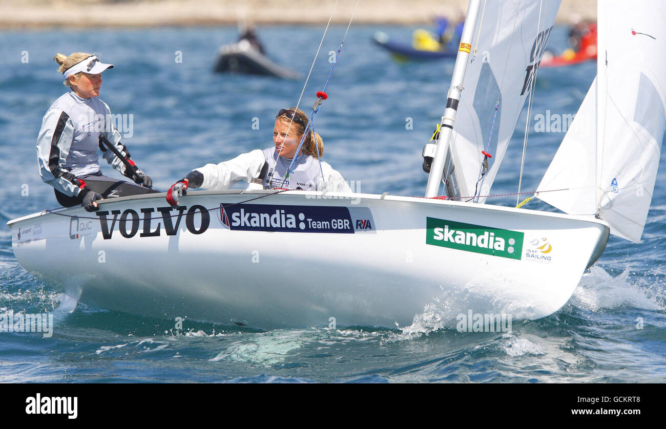British Olympic gold medallist Sarah Ayton (left) and Saskia Clark ...