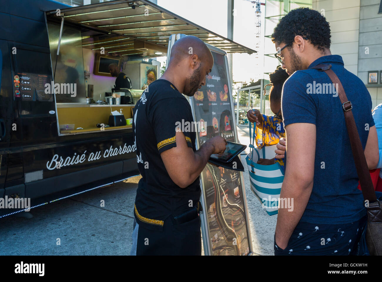 Paris, France, French Ordering Food from iPad, "Take Away" Meals at ...