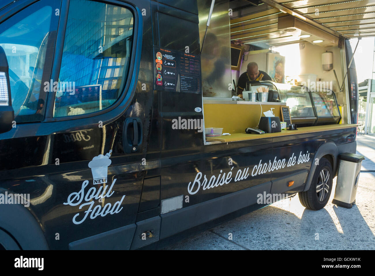 Paris, France, French "Take Away" Meals at Street Food Truck, Soul Food ...