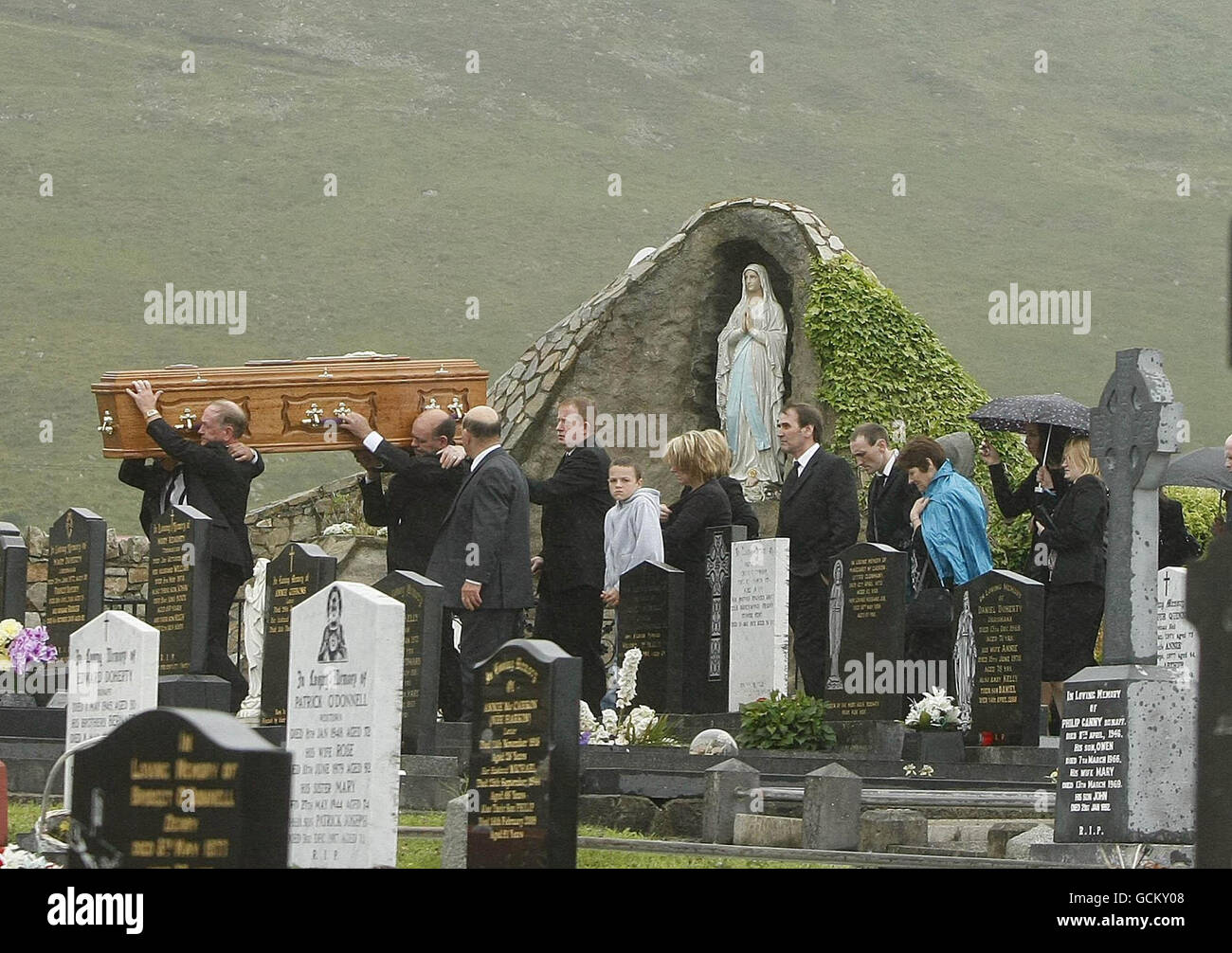 The coffin of Hugh Friel, 66, from Dunaff, Clonmany, who was one of ...