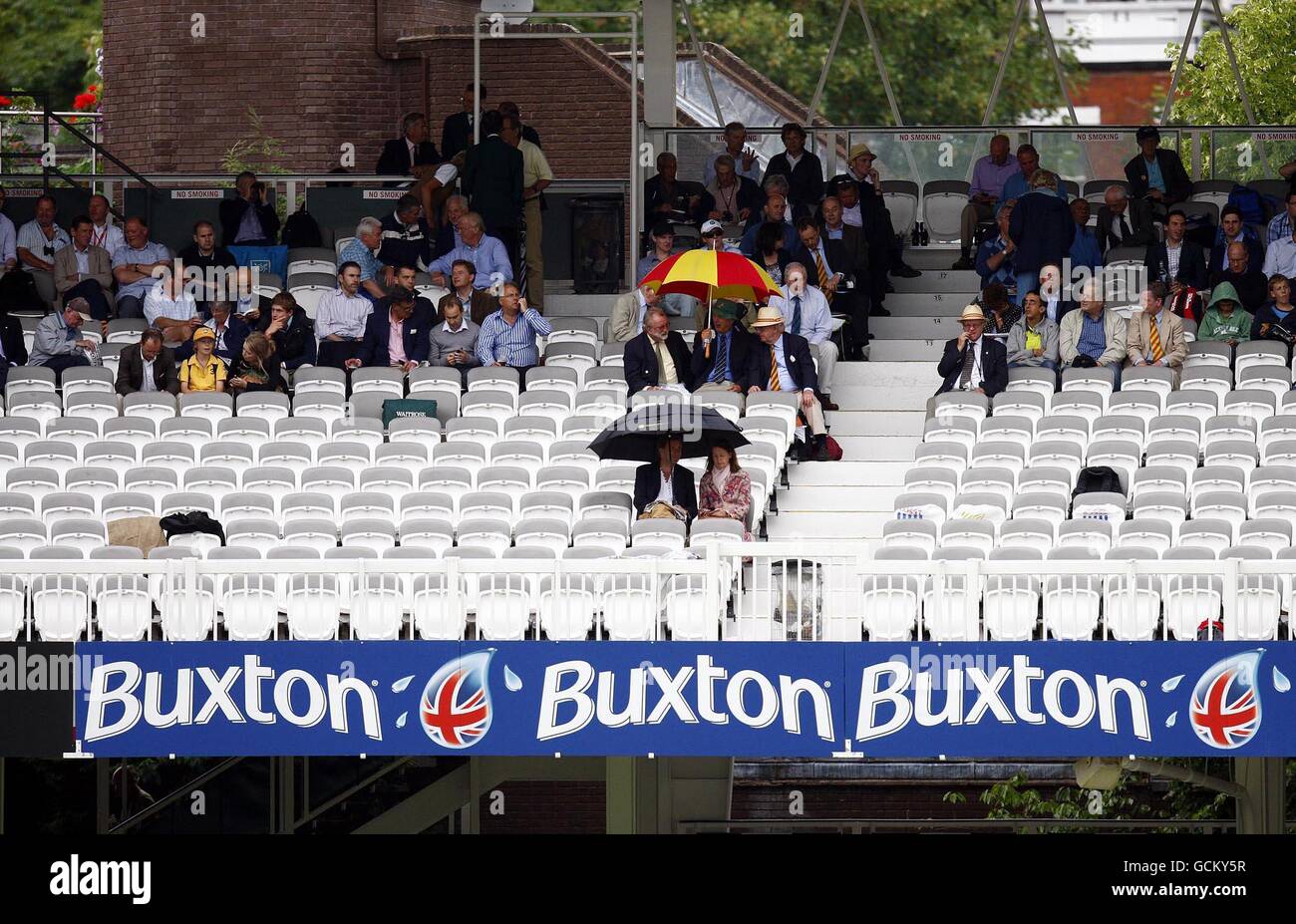 A general view of a Buxton advertising sign during the first Test match ...