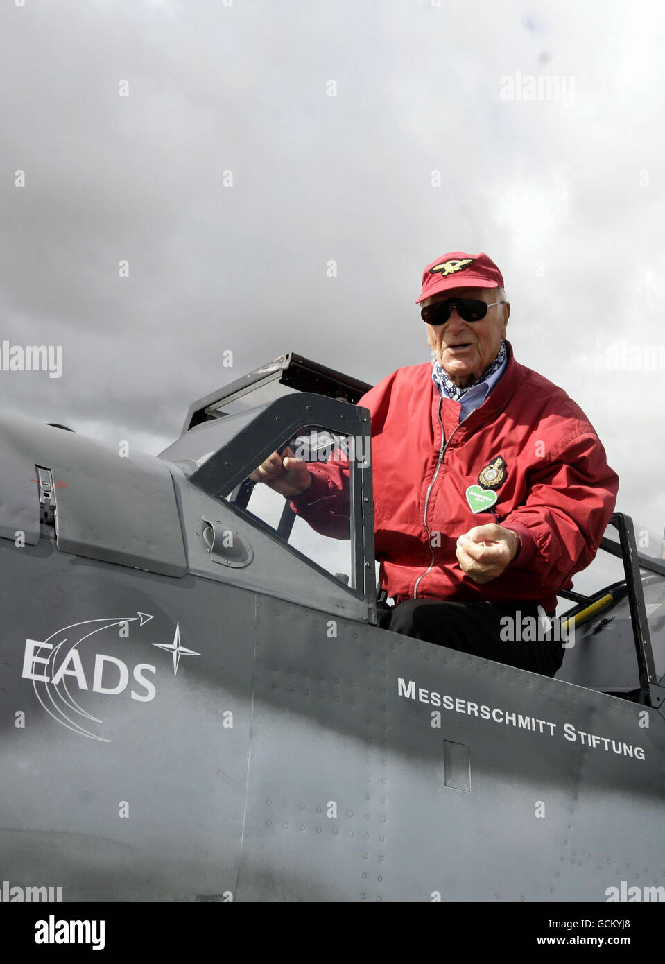 World War II German pilot Major Hans-Ekkehard Bob sits in a ...