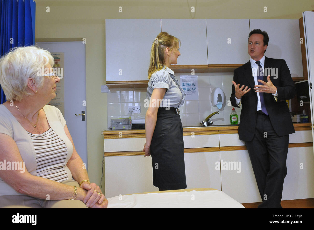 Prime minister david cameron talks practice nurse tracey ann devine hi ...
