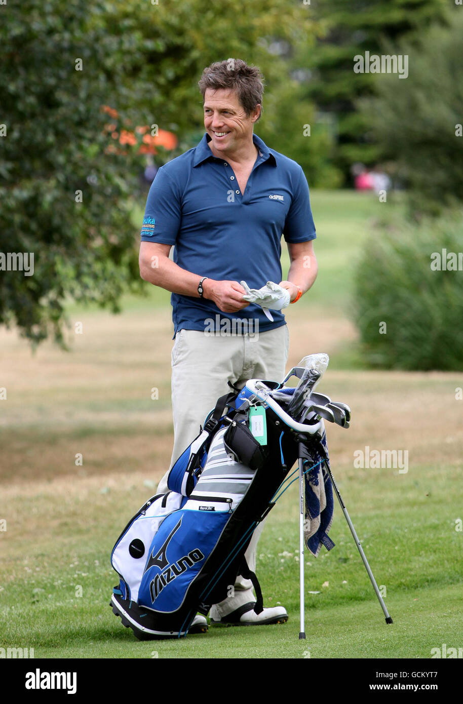 Hugh Grant plays in the Leuka Mini Masters golf tournament at Dukes ...