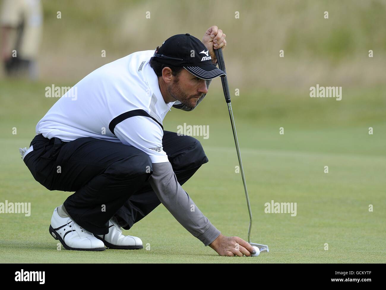 Spain's Ignacio Garrido lines up a putt during round two of The Open ...