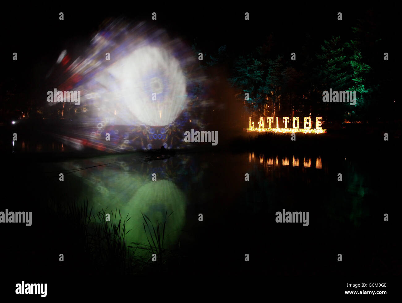 A 3D water projection display, in the early hours of the morning at the ...