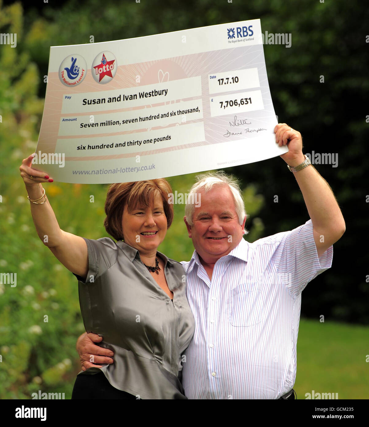 Susan and Ivan Westbury, both 64, from Nottingham, celebrate after ...