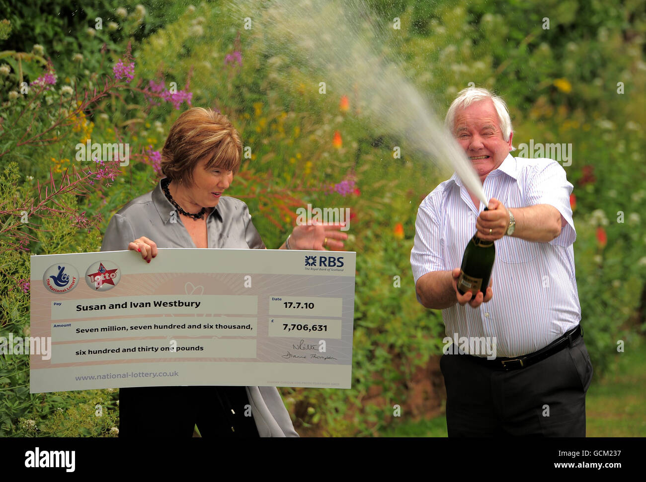 Susan and Ivan Westbury, both 64, from Nottingham, celebrate after ...