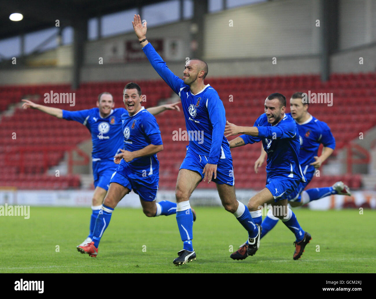 Bangor City's David Morley celebrates scoring his sides first goal of ...