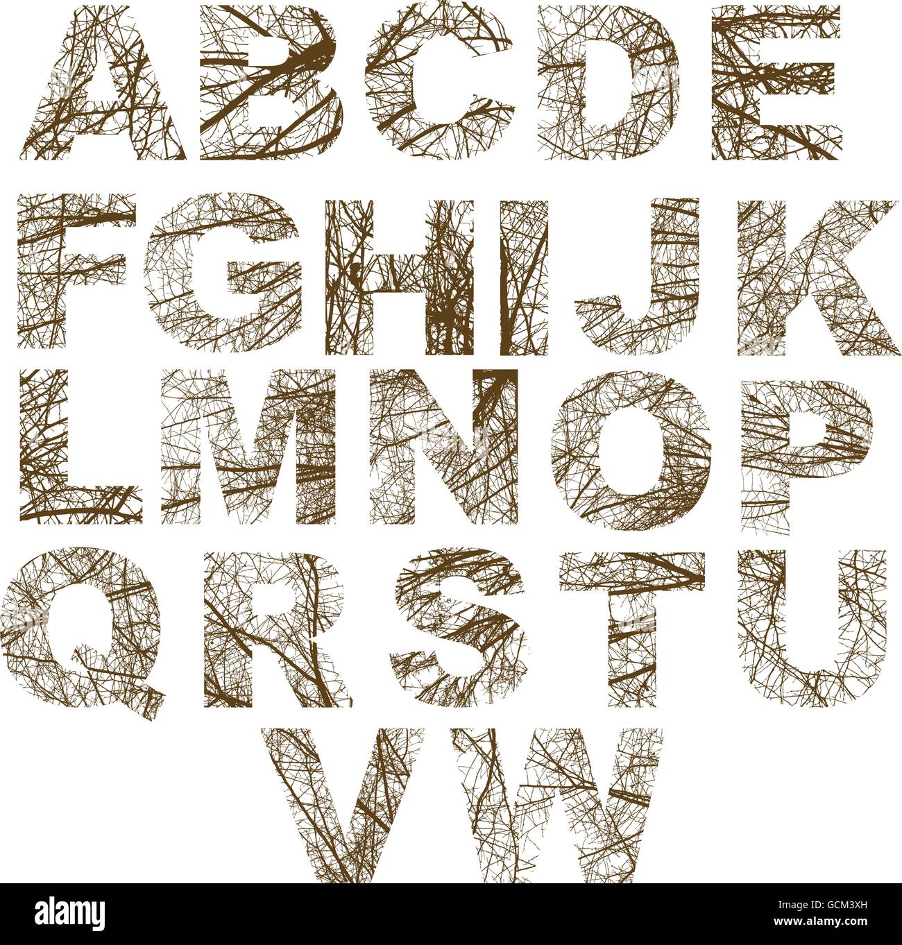 Alphabet with tree branches. Vector illustration Eps 10 Stock Vector ...