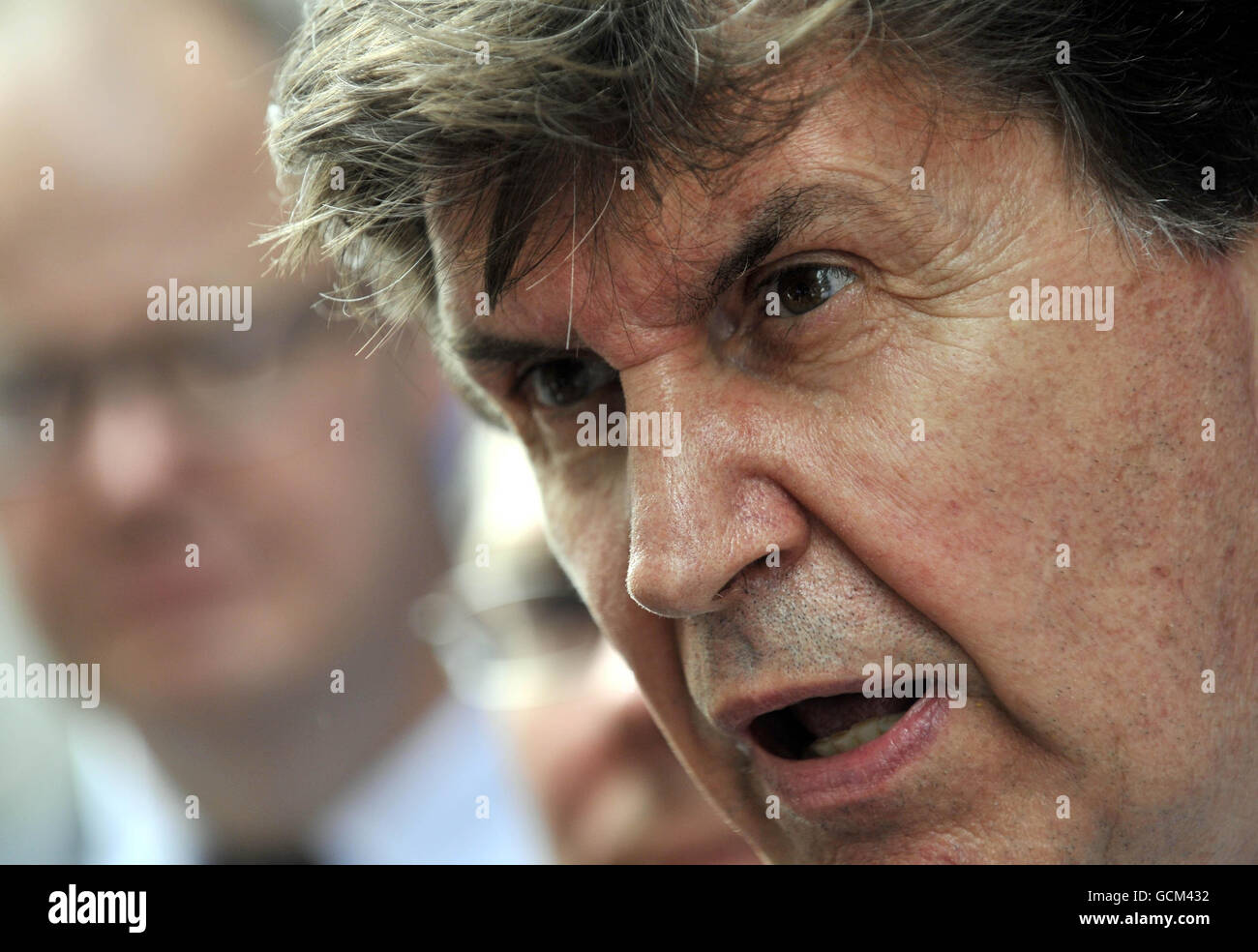 Former Bosnian leader Ejup Ganic speaks to the press outside ...