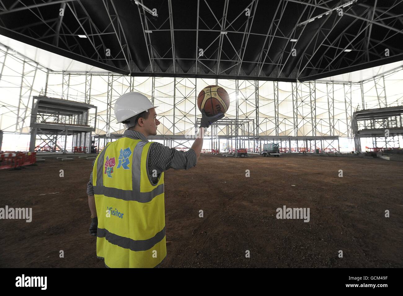General view people inside basketball arena currently under ...