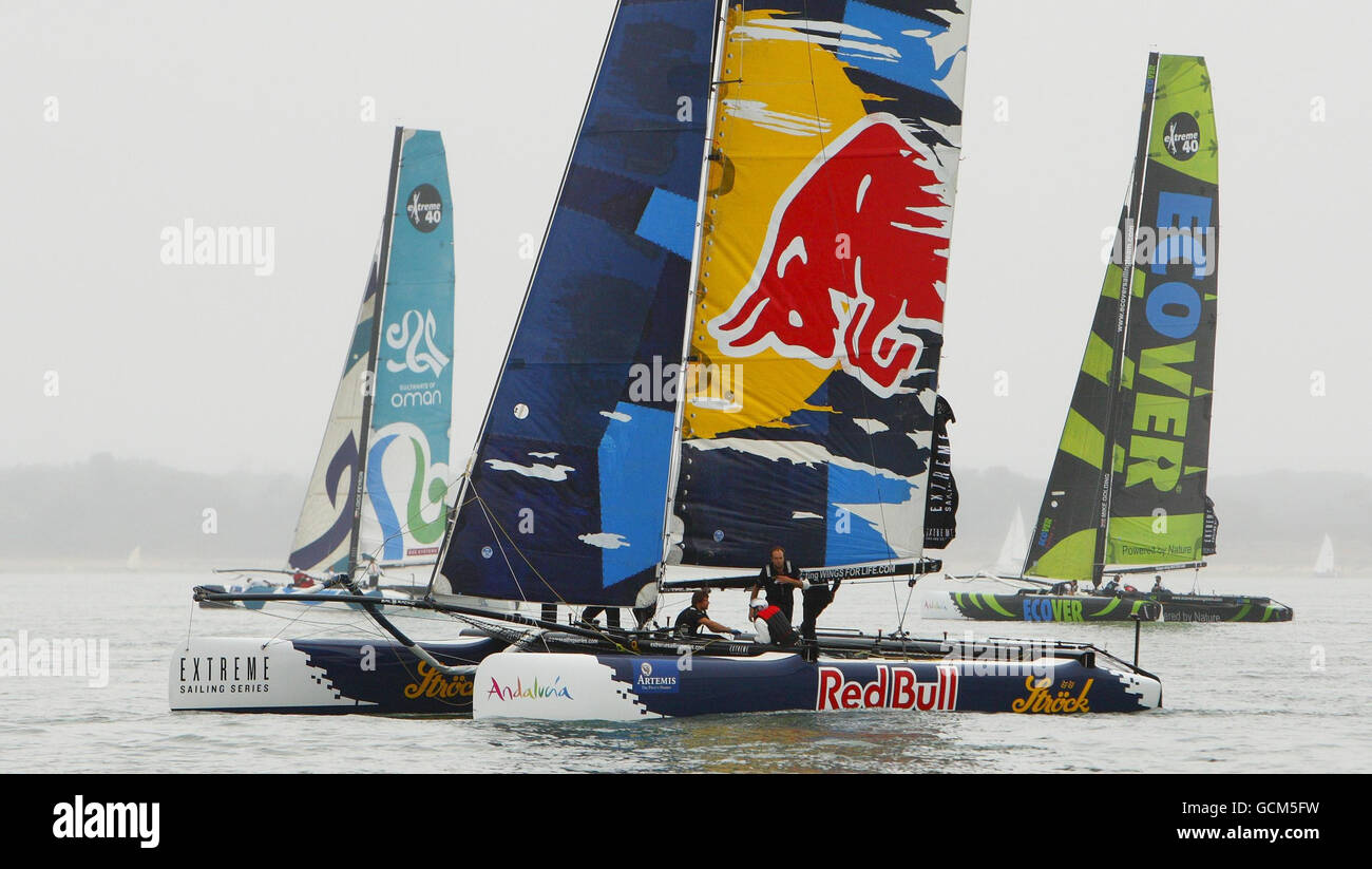 The fleet of Extreme 40 catamarans get the first race underway under ...