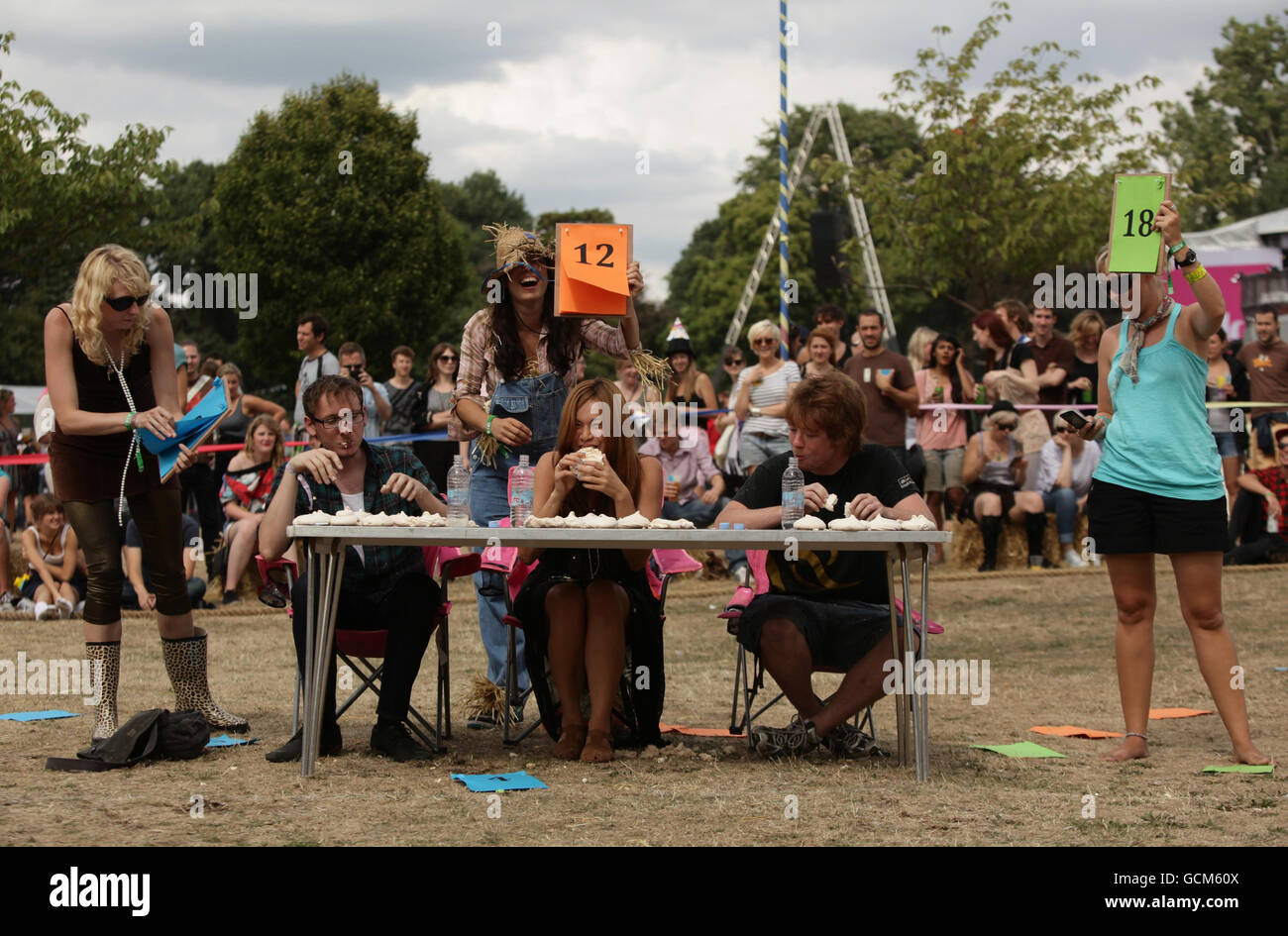 Field Day Festival. A meringue eating contest during the Field Day ...