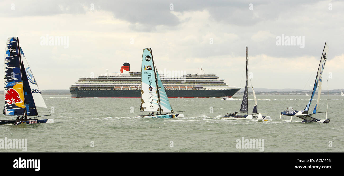 Cunard's Queen Victoria sails out of Southampton as the fleet of ...