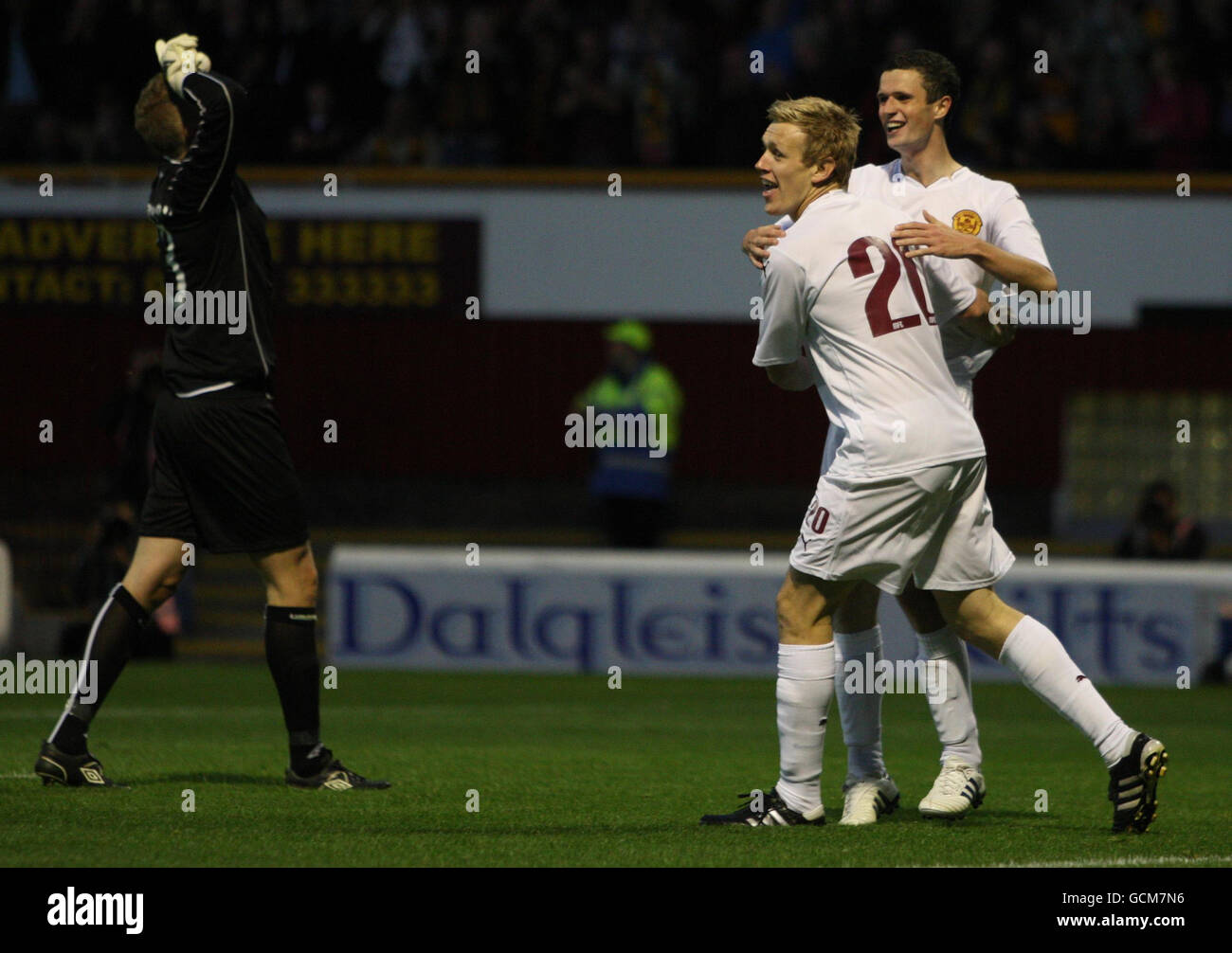 Motherwells jonathan page centre celebrates scoring uefa europa league ...