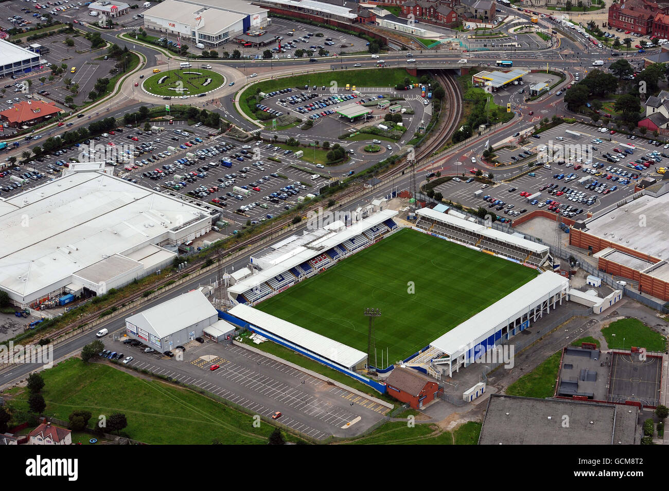 An aerial view of Victoria Park, home of Hartlepool United Stock Photo ...