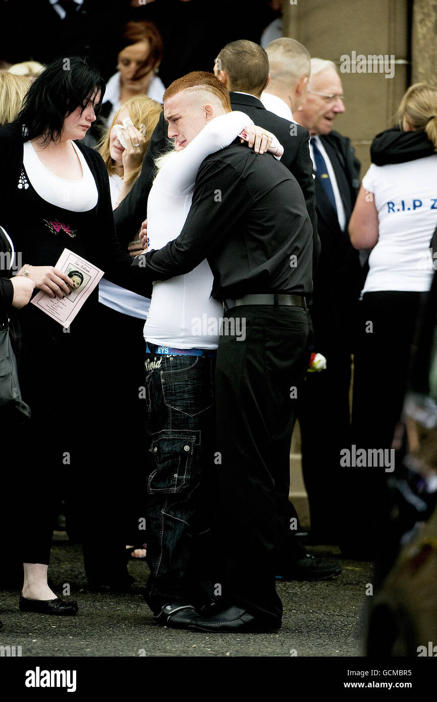 Mourners attend the funeral of Zoe Nelson at Coltness Memorial Church ...