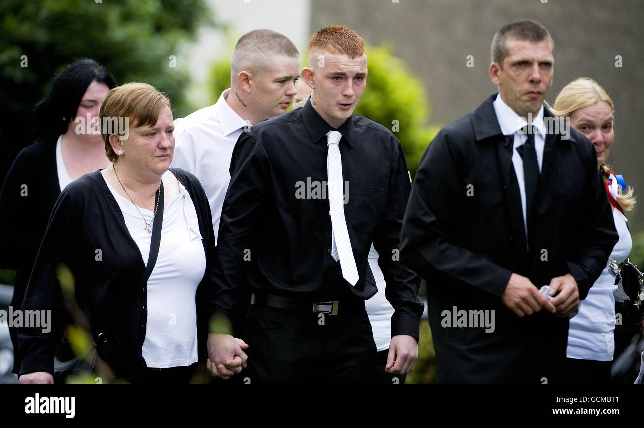 Mourners attend the funeral of Zoe Nelson at Coltness Memorial Church ...