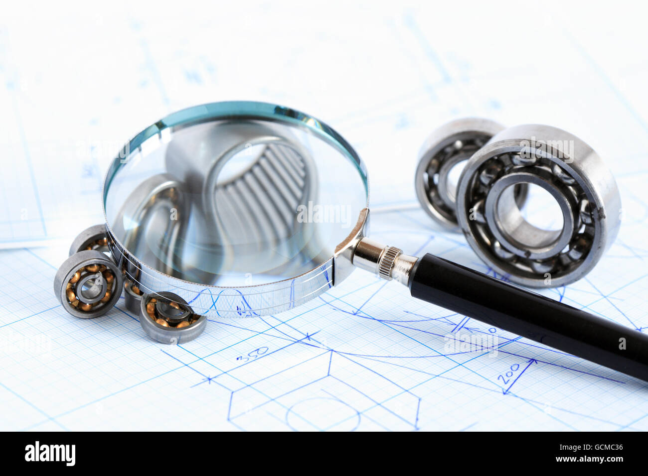 Ball bearing on blueprint hi-res stock photography and images - Alamy