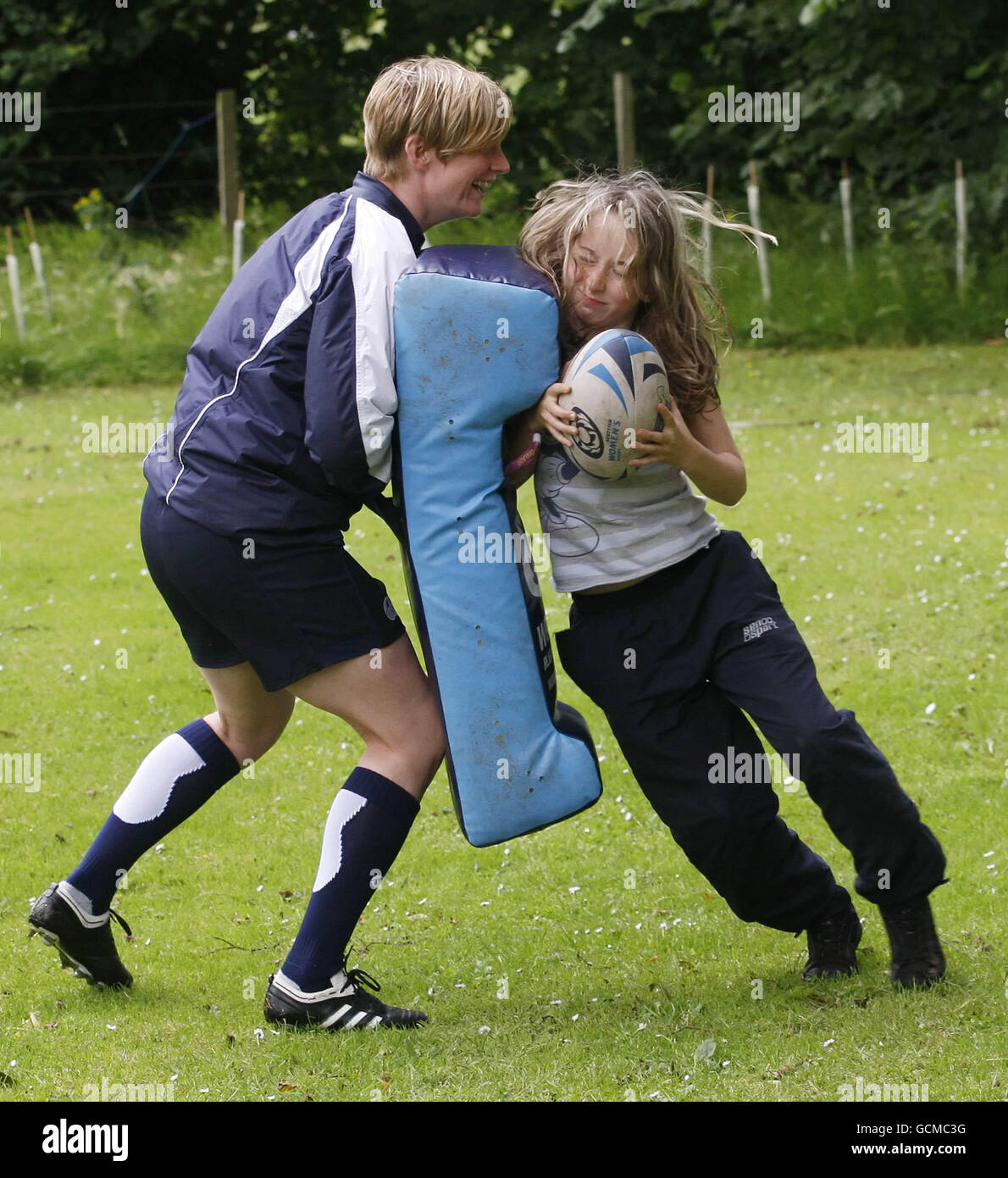 Rugby Union - Scotland Women Visit Girl Guides - Netherurd Stock Photo ...