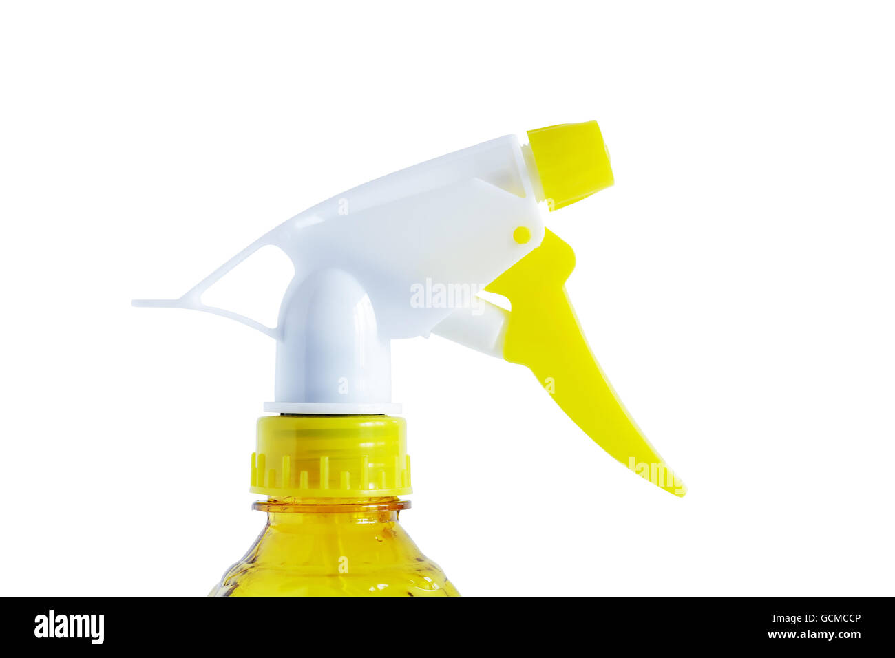 Plastic yellow sprayer isolated on white background with clipping path ...
