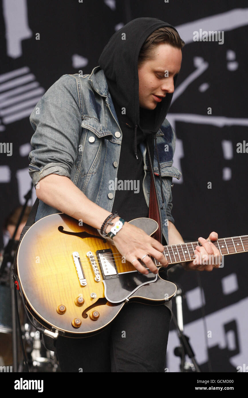 Hugo White of the Maccabees performs during the RockNess music festival ...