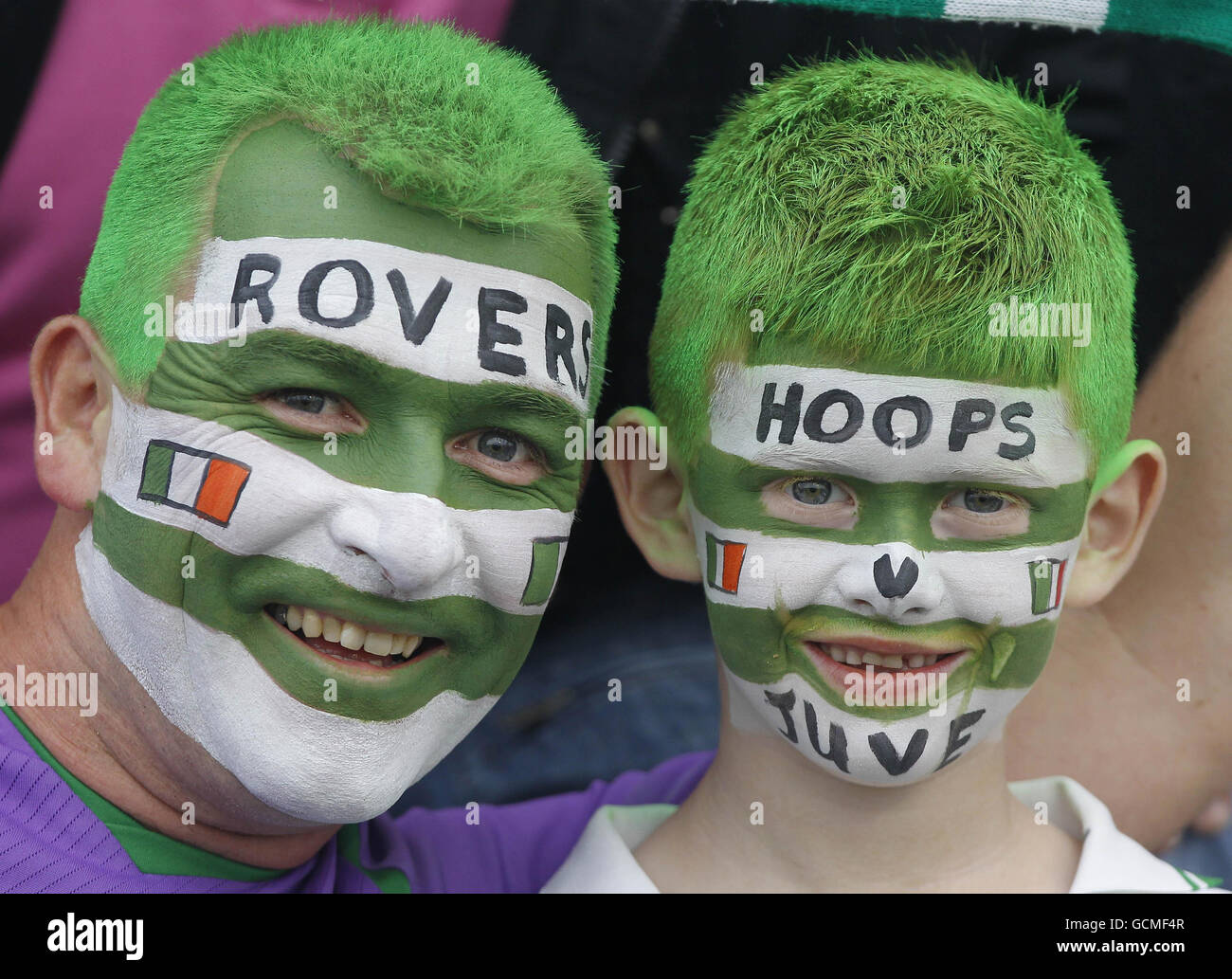 Soccer shamrock head shot headshot eye contact smiling face paint hi ...