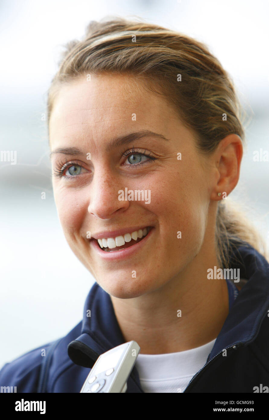Skeleton bob gold medallist Amy Williams in Cowes before climbing ...