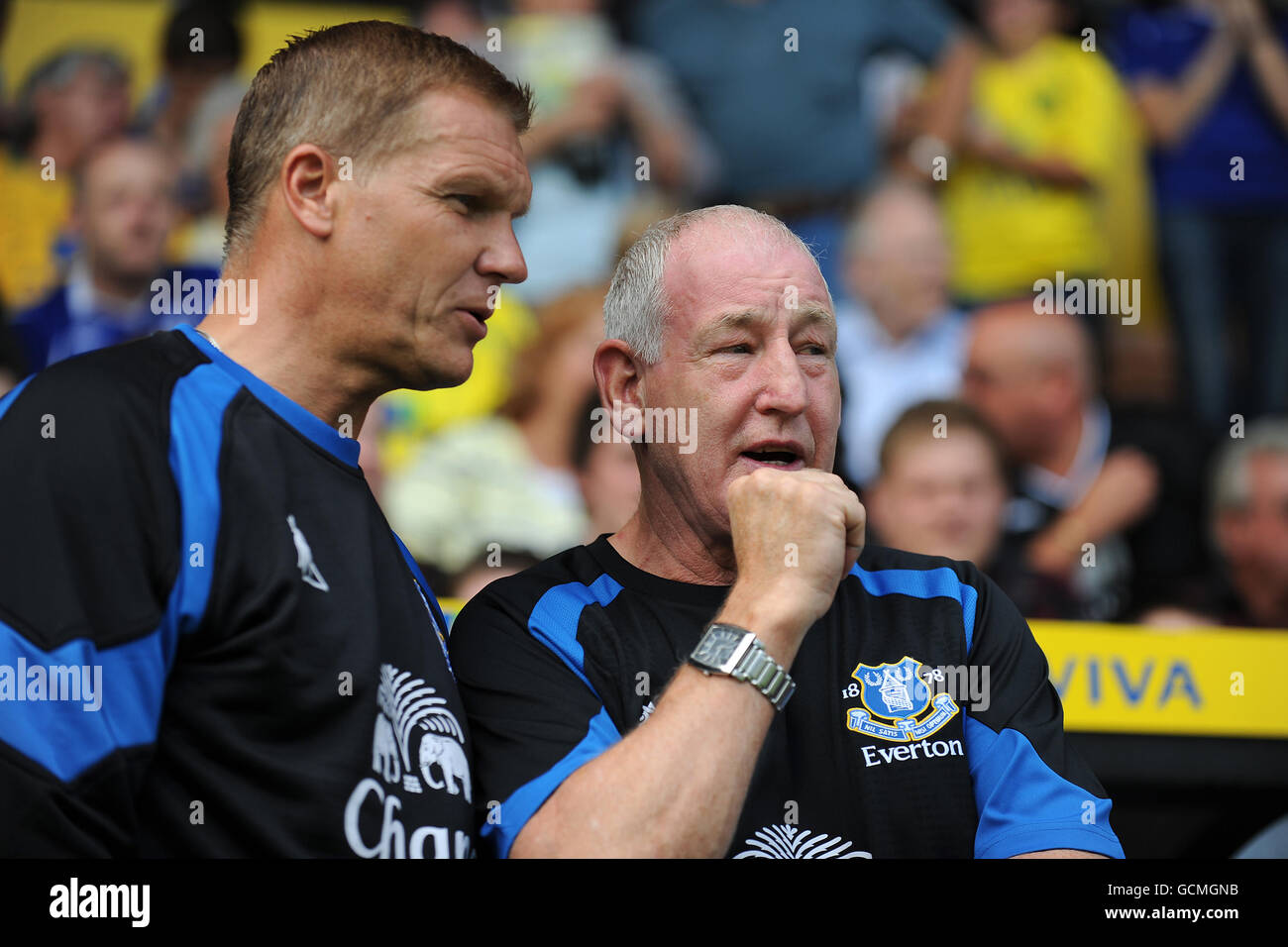 Everton Kit Manager Jimmy Martin (right) and Goalkeeping Coach Chris ...