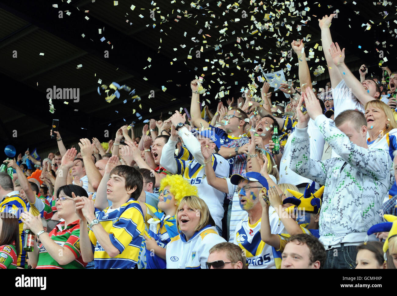 Warrington Wolves fans cheer on their team during the Carnegie ...