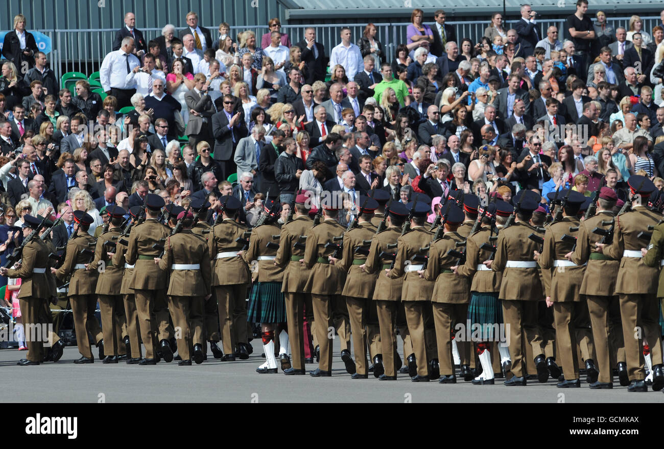 Soldiers march as the Princess Royal visits the Army Foundation College ...