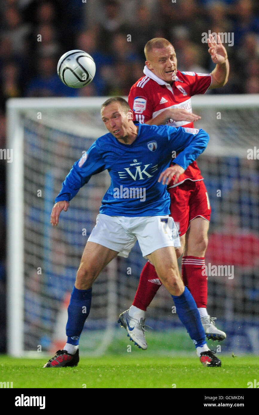 Chesterfields mark allott left middlesbroughs nick bailey right in ...
