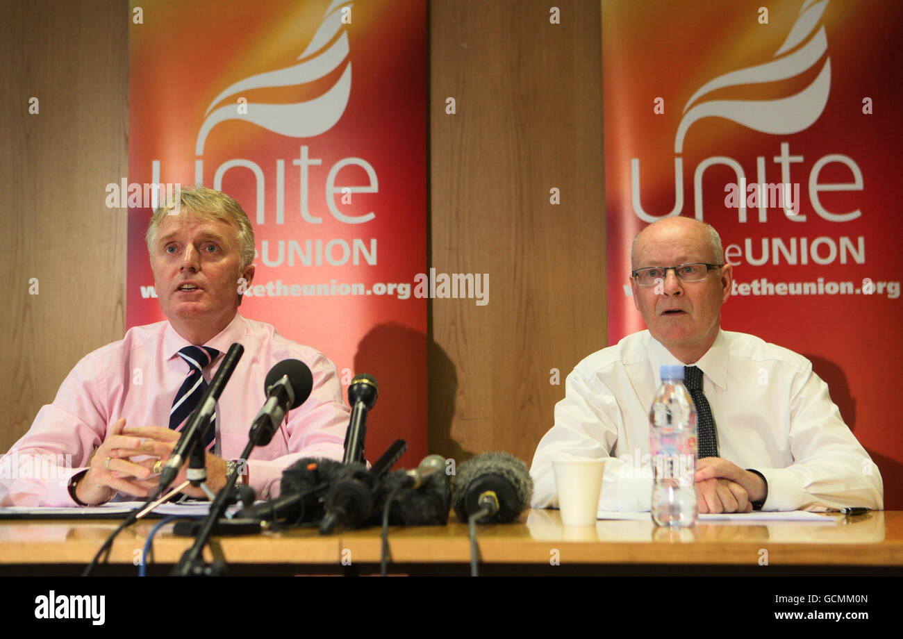 Brian Boyd (left) and Brendan Gold speak at a UNITE press conference in ...