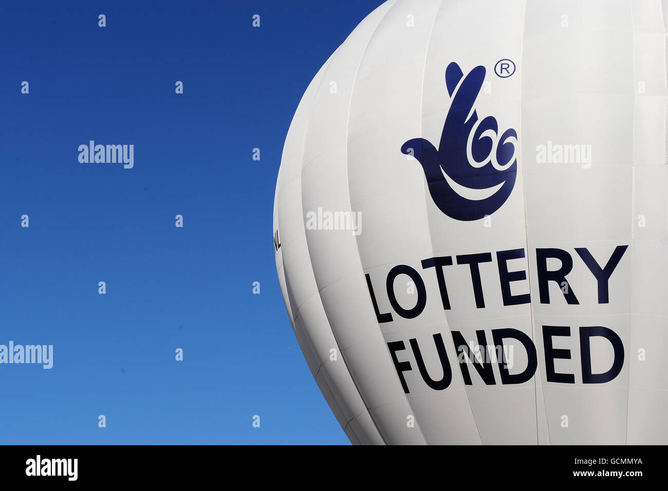 Olympics - National Lottery Hot Air Balloon over Manchester Stock Photo ...