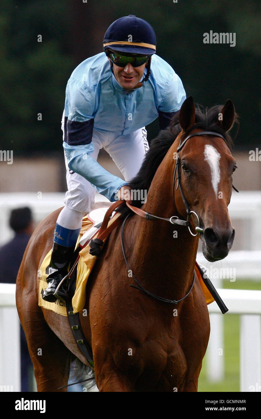 Jockey Oliver Peslier on Harbinger celebrates winning the King George ...