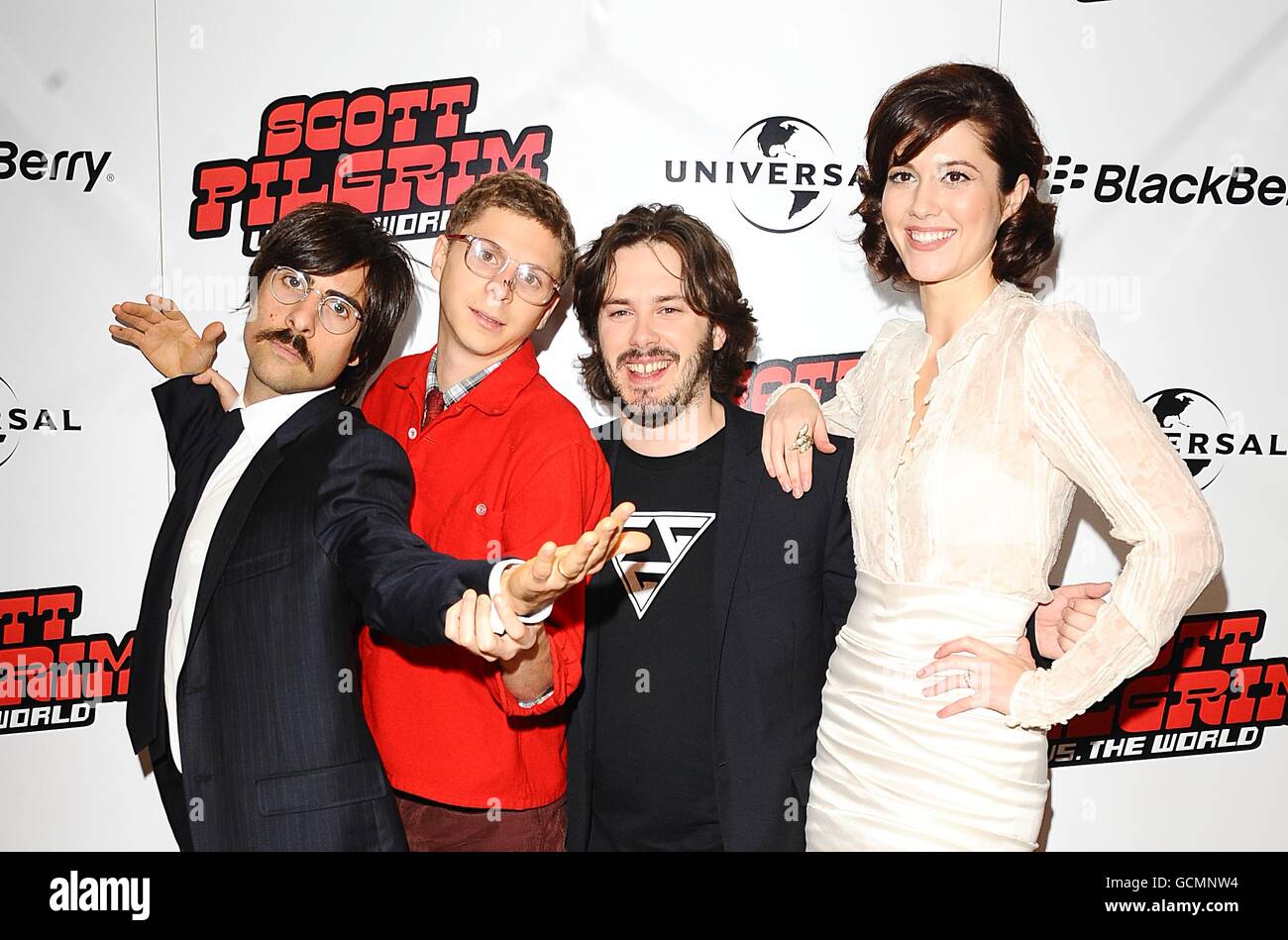(l-r) Jason Schwartzman, Michael Cera, director Edgar Wright and Mary ...