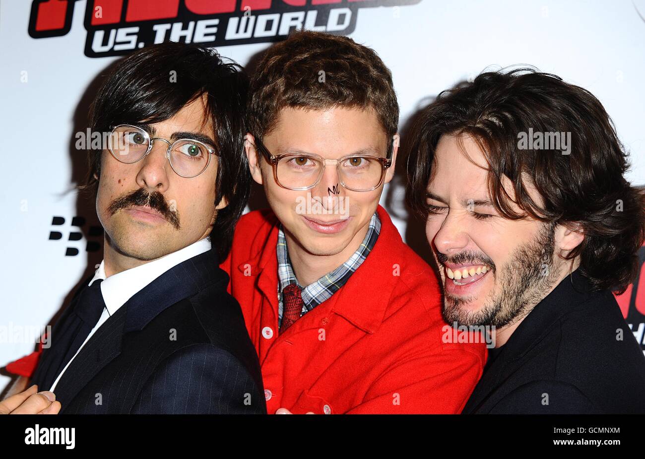 (l-r) Jason Schwartzman, Michael Cera and director Edgar Wright ...