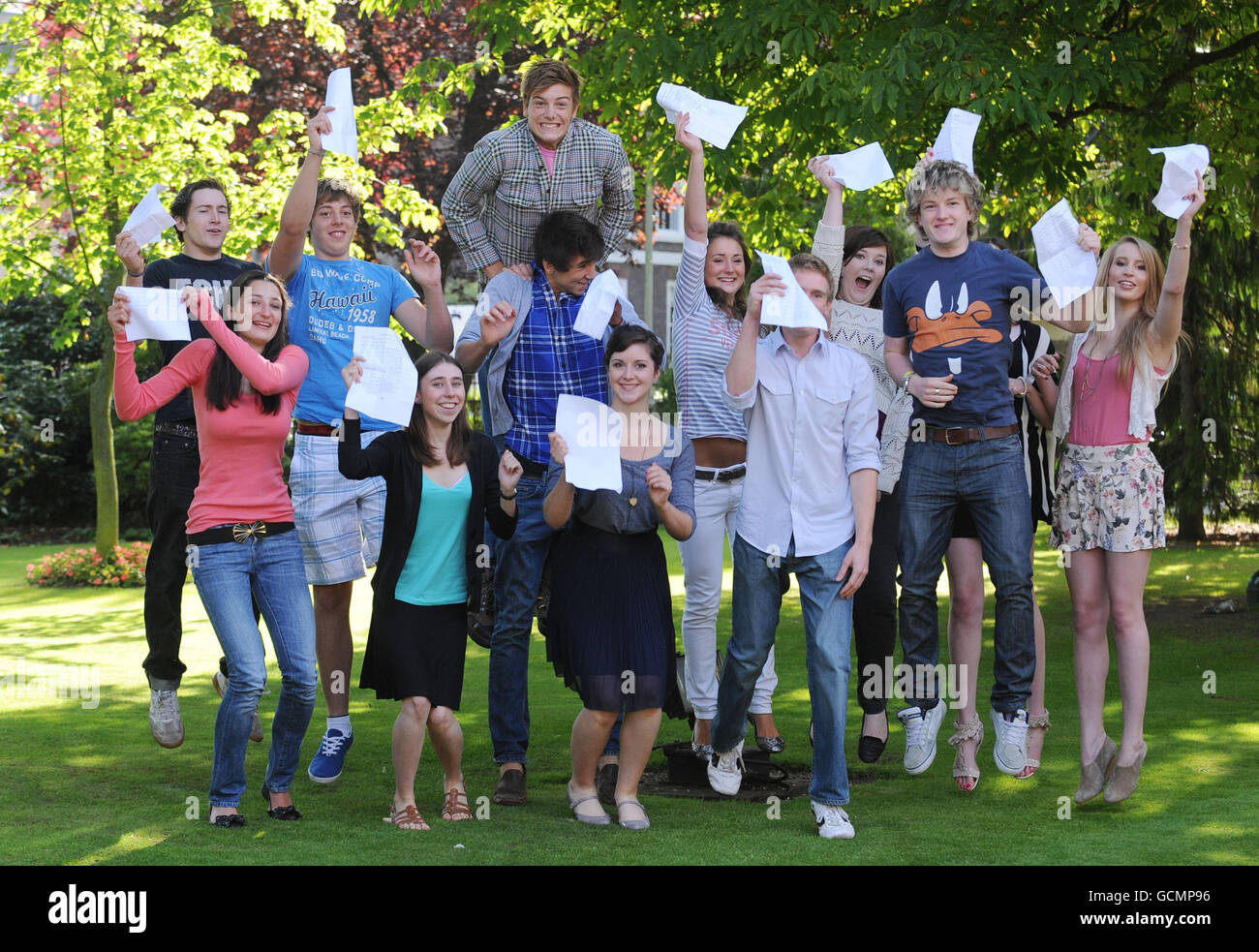 A-level and AS-level students celebrate receiving their A-level results ...