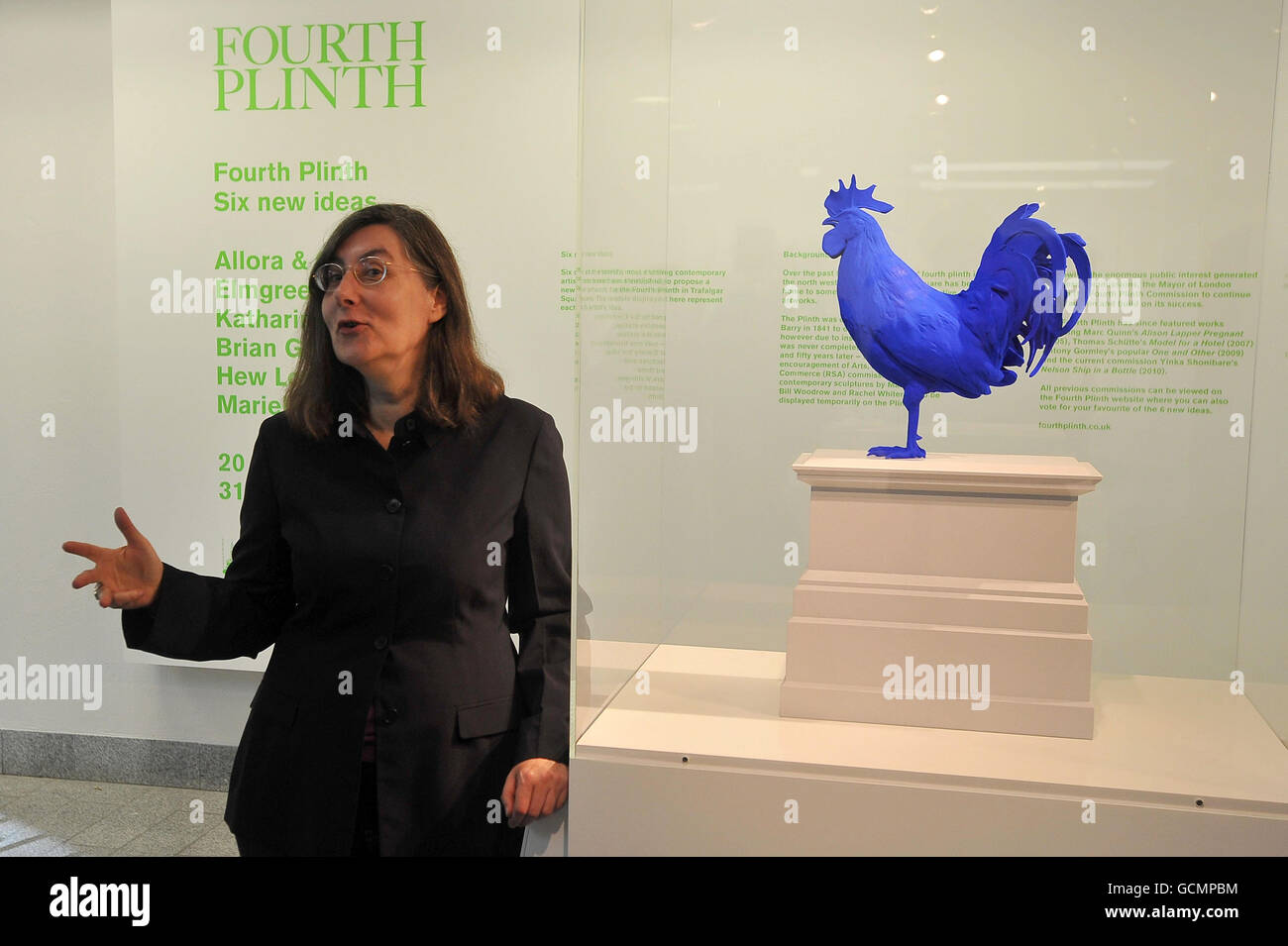 Artist Katharina Fritsch, with her artwork Hahn/Cock, at the unveiling ...
