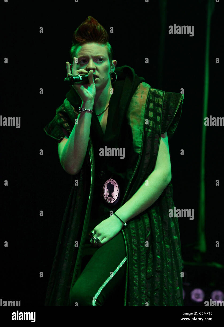 Elly Jackson of La Roux performing on the Nissan Juke Arena, during the ...