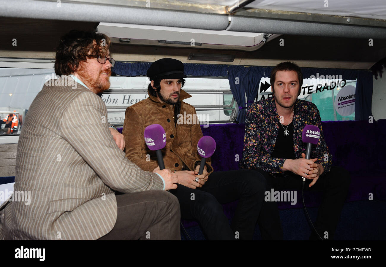 Geoff Lloyd chats to Kasabian backstage at the Absolute Radio VIP area ...