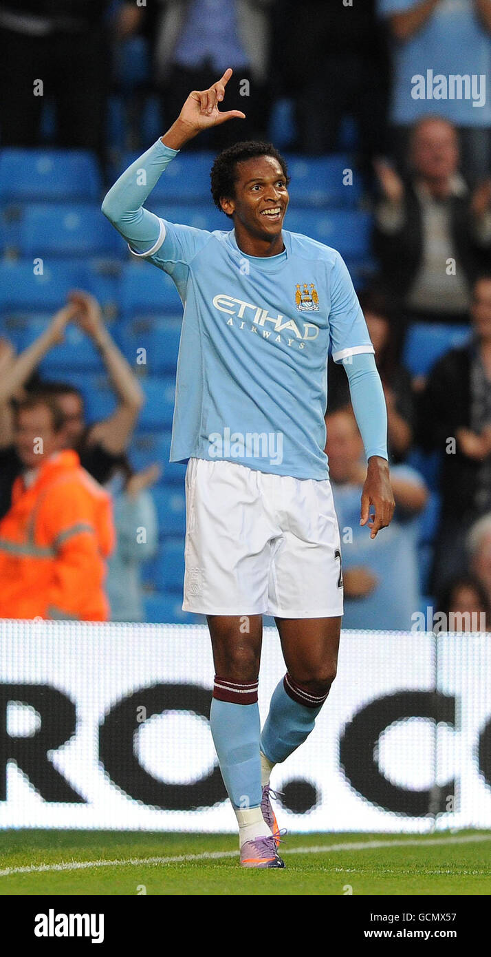 Manchester City's Joao Alves Jo celebrates scoring their second goal ...
