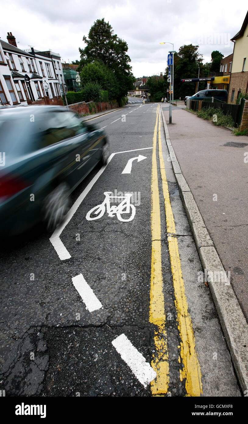 Car in cycle lane hi-res stock photography and images - Alamy