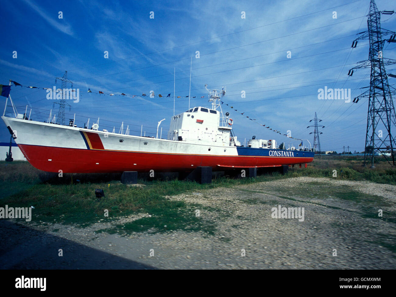 a ship at the beach in the city of constanta on the Black sea in ...