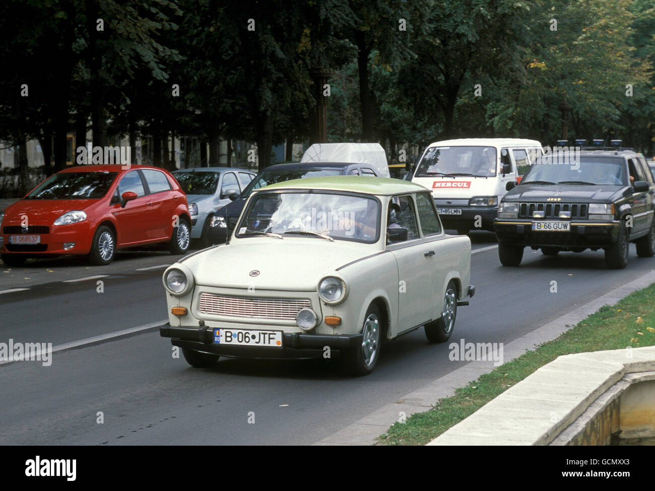 a road in the city of Bucharest in Romania in east europe Stock Photo ...