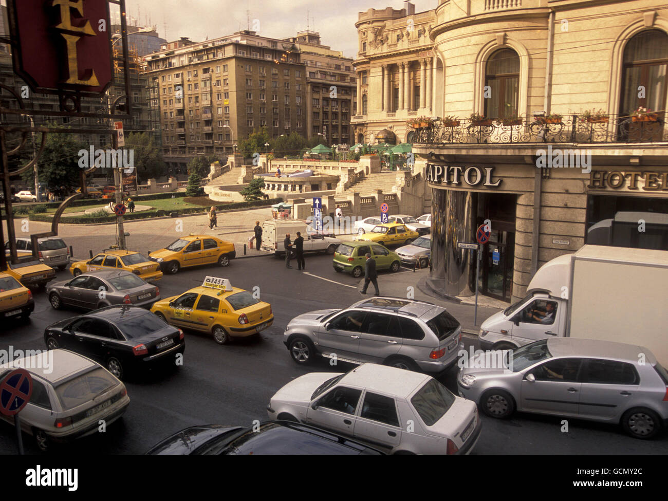 a road in the city of Bucharest in Romania in east europe Stock Photo ...