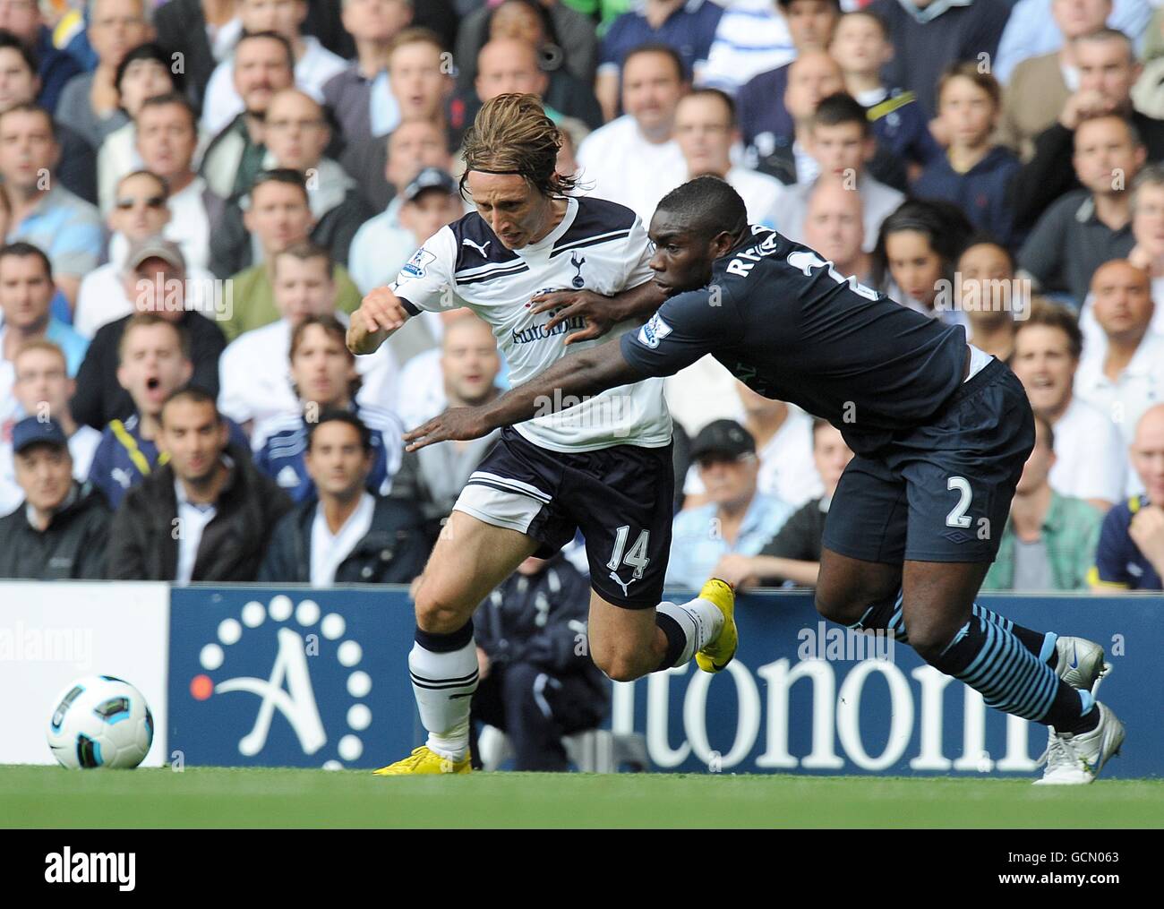 Tottenham Hotspur's Luka Modric (left) and Manchester City's Micah ...