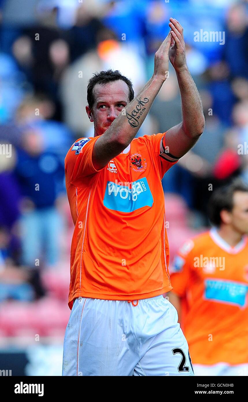 Blackpool's Charlie Adam applauds the fans after the final whistle ...